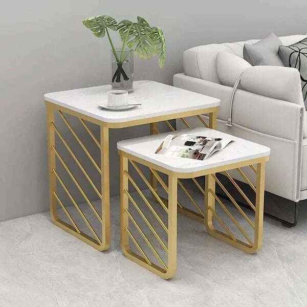 Striation Living Lounge Center Side Nesting Tables (Set of 2) – Home Virsa